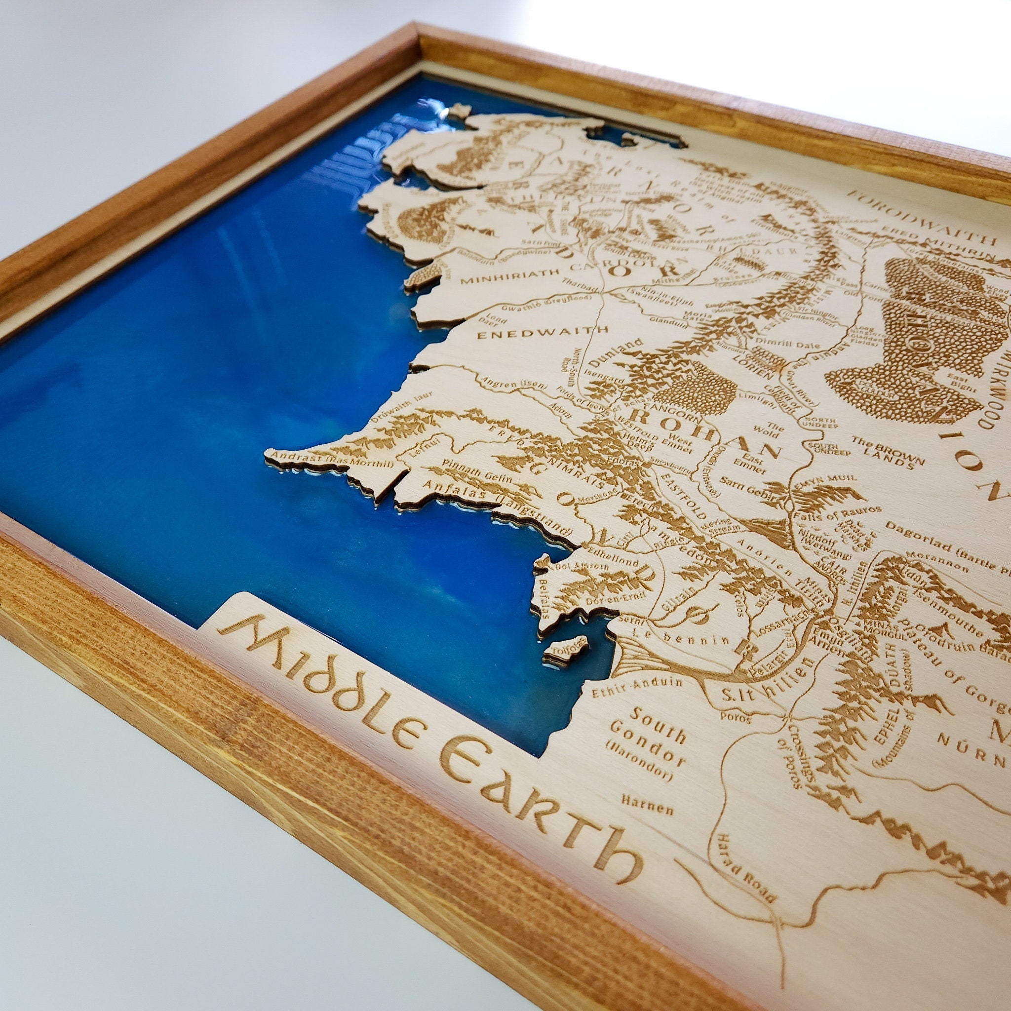 Middle Earth Wooden Map, Fandom Map, LOTR, Lord of The Rings Map - Kutalp